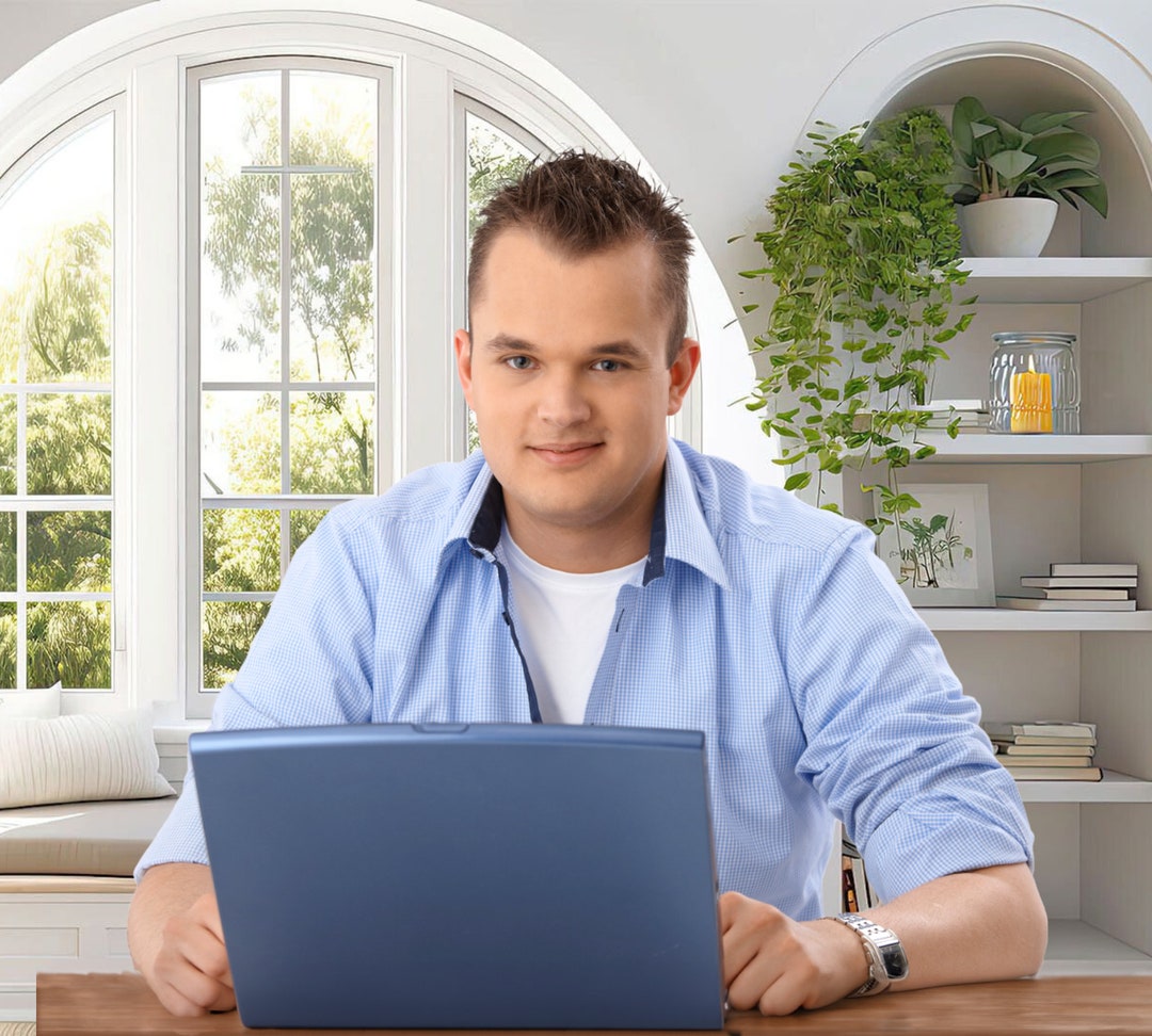 Zoom Home Office Background, White Bookshelves, Window Bookcase ...