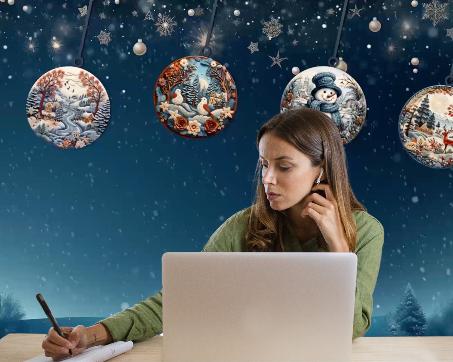 Christmas Holiday Animated Zoom Virtual Background, Winter Professional ...