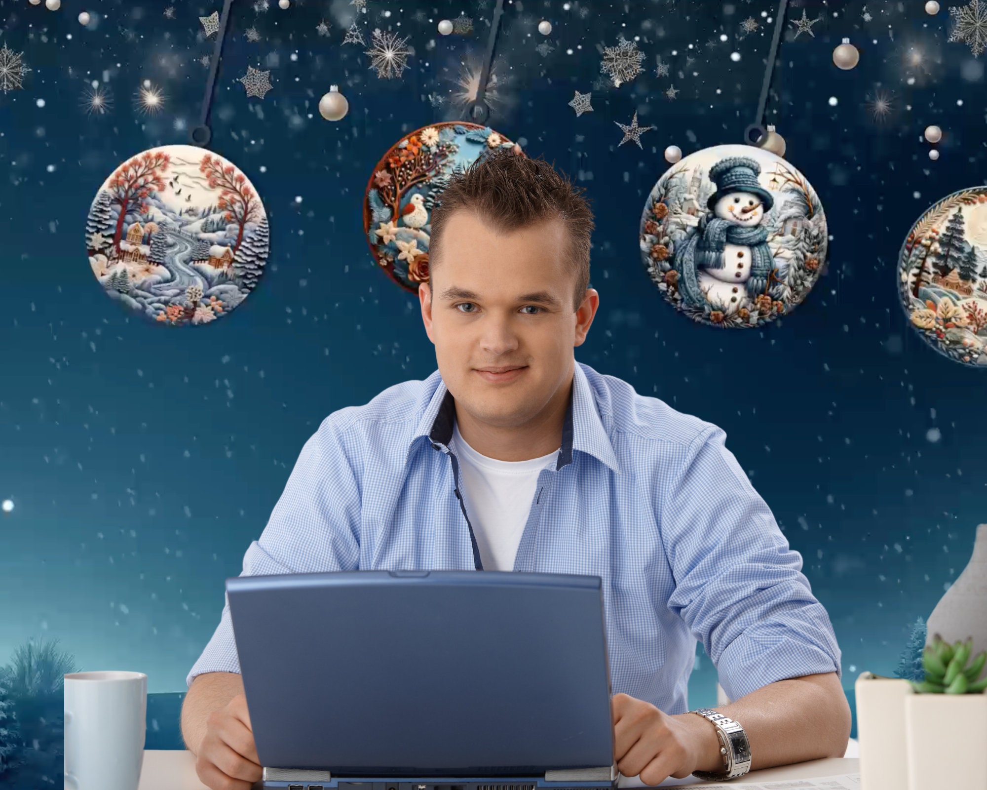 Christmas Holiday Animated Zoom Virtual Background, Winter Professional ...