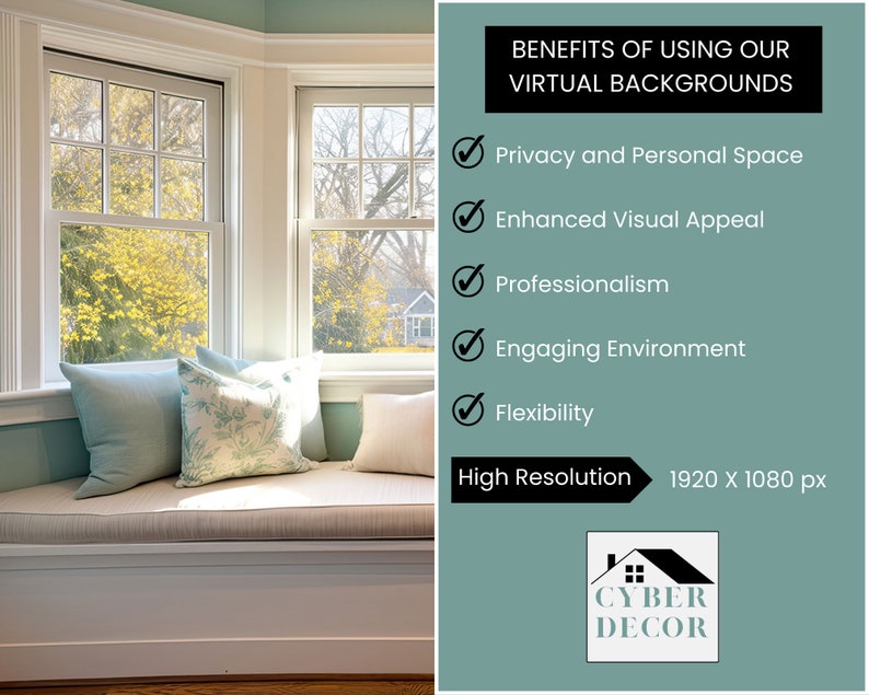 Zoom Background Home Office, Virtual Meeting Background, Window ...