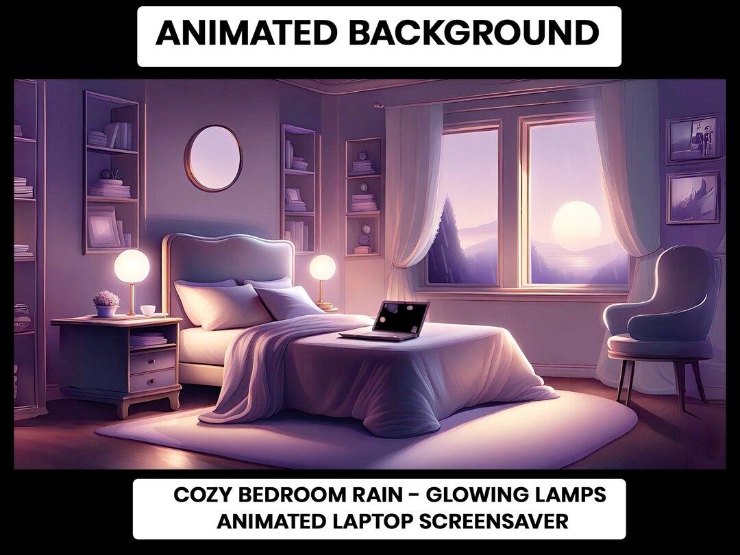 Vtuber Background, Animated Rain, Vtuber Cozy Bedroom Animated Stream ...