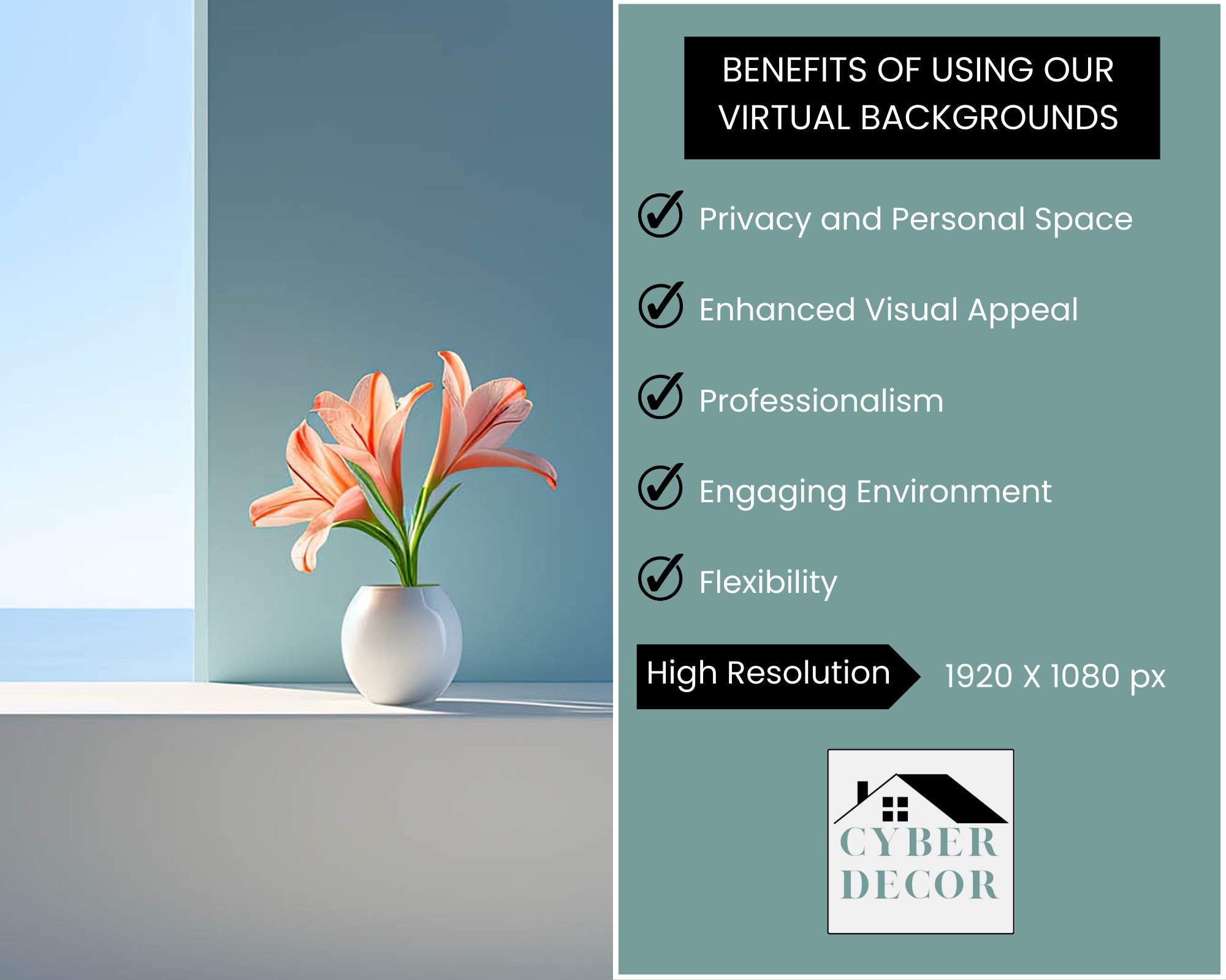 Floral Zoom Background, Flower Backdrop, Zoom Work From Home Office ...