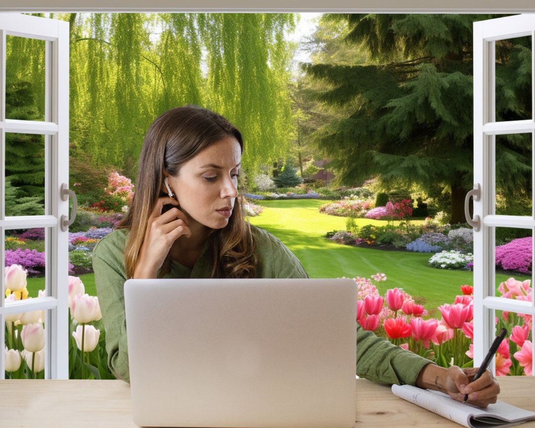 Zoom Background Botanical, Garden Backdrop, Zoom Work From Home Decor ...