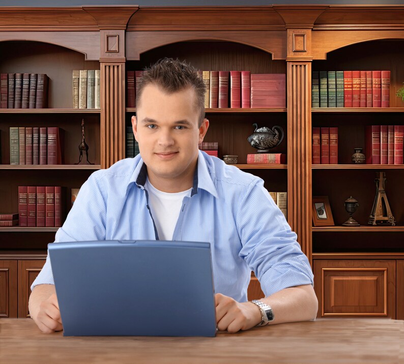 Zoom Background Home Office, Bookshelves Backdrop, Microsoft Teams ...