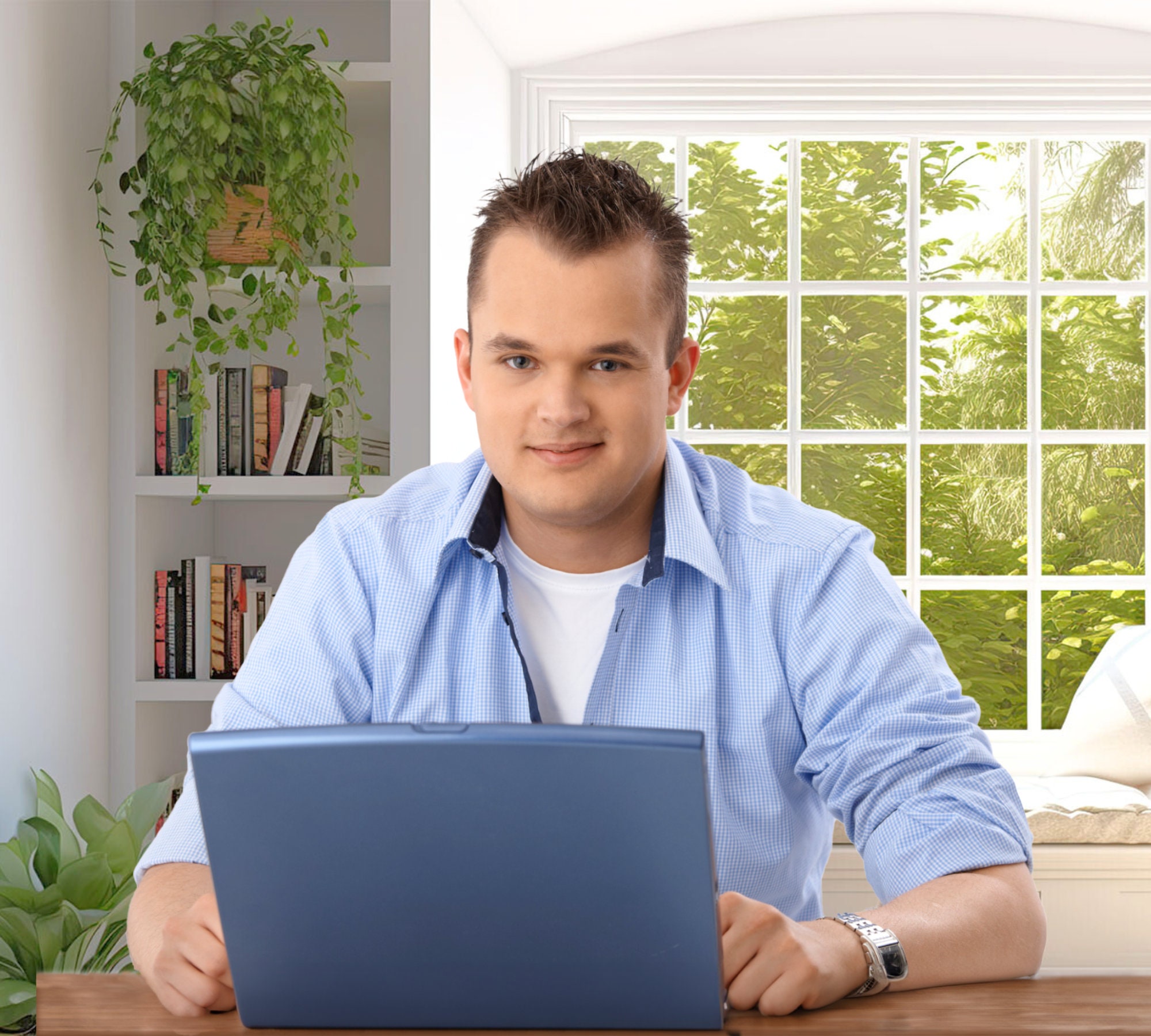 Home Office Bookshelves Background, Zoom Home Office Virtual Meeting ...