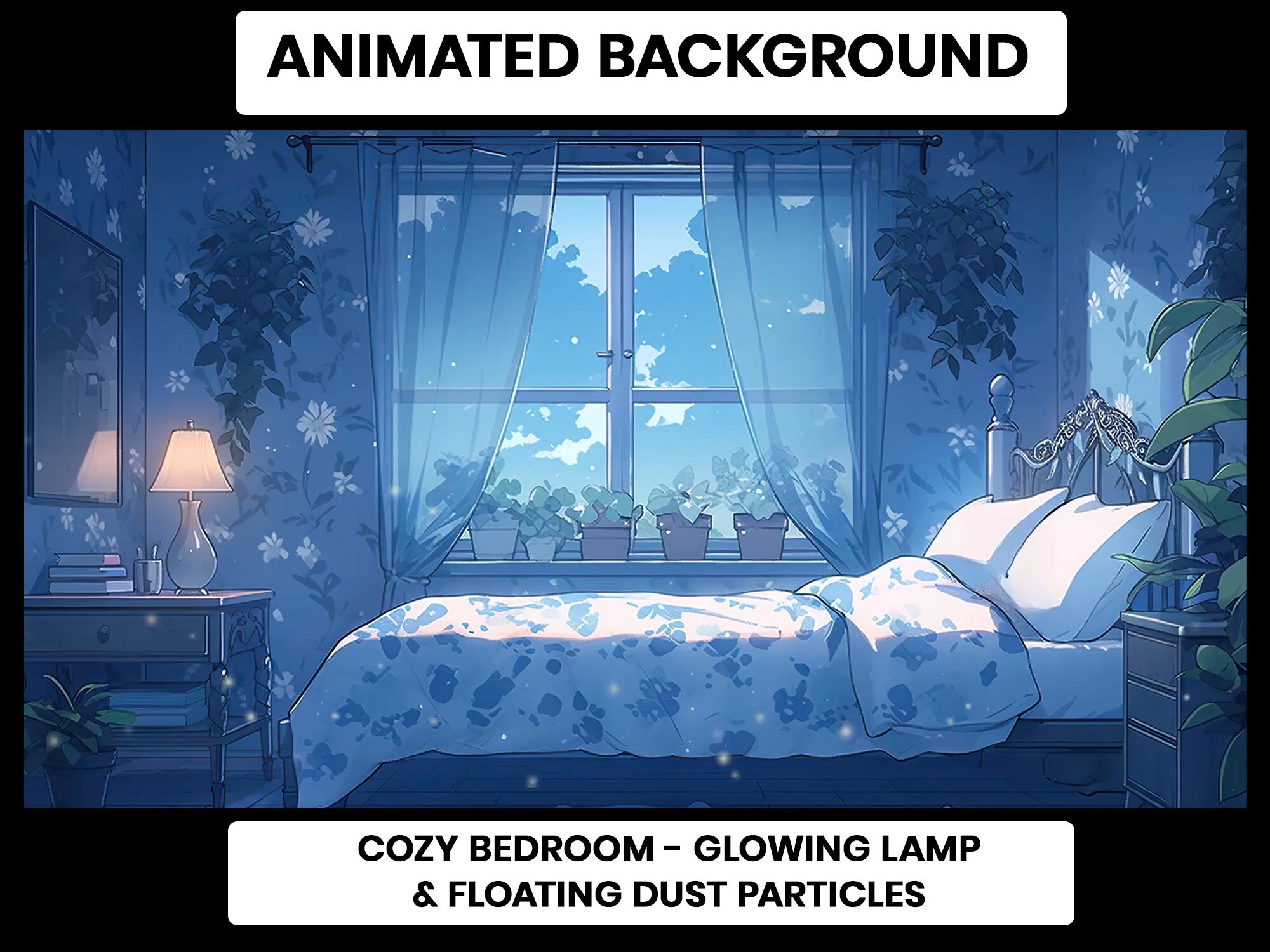 Vtuber Animated Blue Background Magical Twitch Overlay Looped Vtuber ...