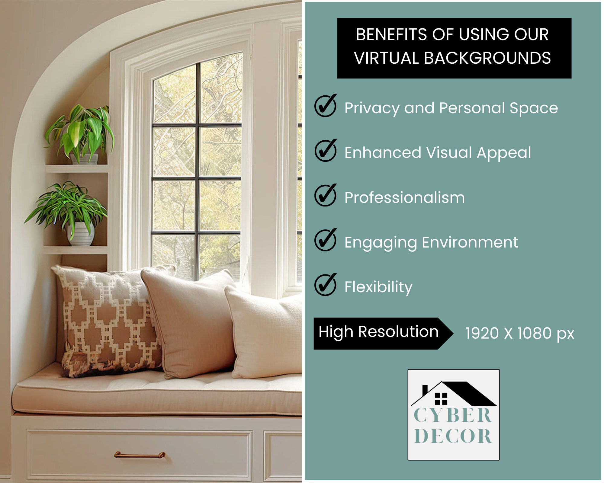 Zoom Background Home Office, Virtual Meeting Background, Window ...