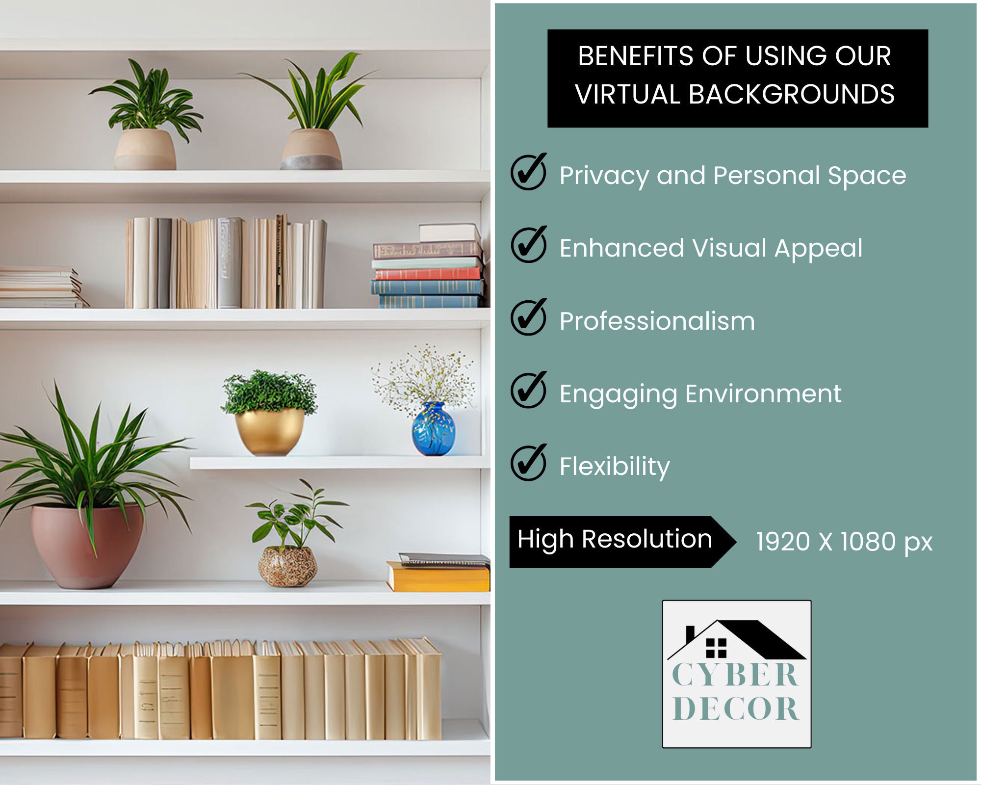 Zoom Background With Plants, Home Office Backdrop, Video Call Backdrop ...