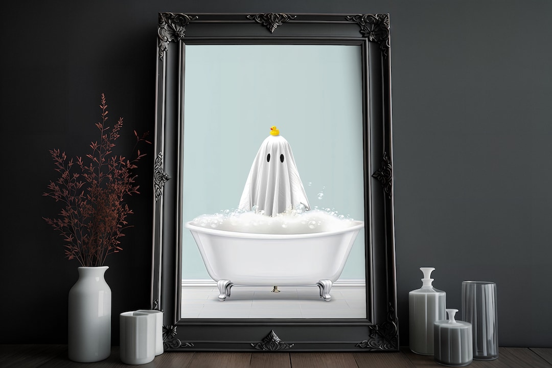 Ghost Bath Room Poster, Dark Romantic Creepy, Horror Spooky Cute, Wall ...