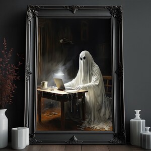 Working Ghost Poster, Dark Romantic Ghost Working Ghost Creepy, Horror ...