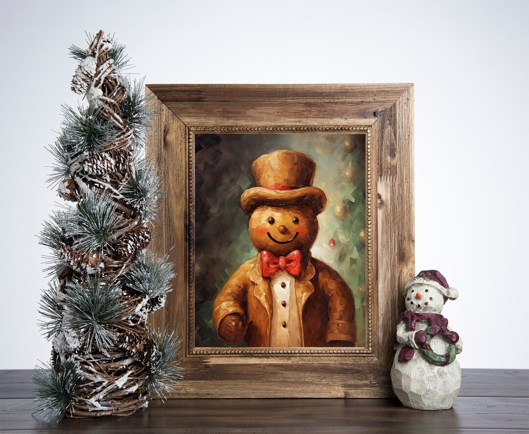 Cute Christmas Gingerbread Man Poster, Christmas Gingerbread Art, Xmas ...