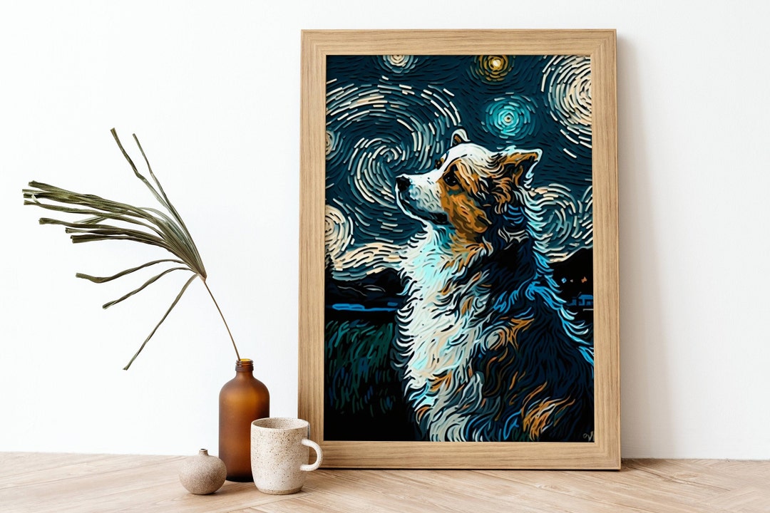 Vincent Van Gogh's the Starry Night Dog Print, Van Gogh Dog Poster, Dog ...