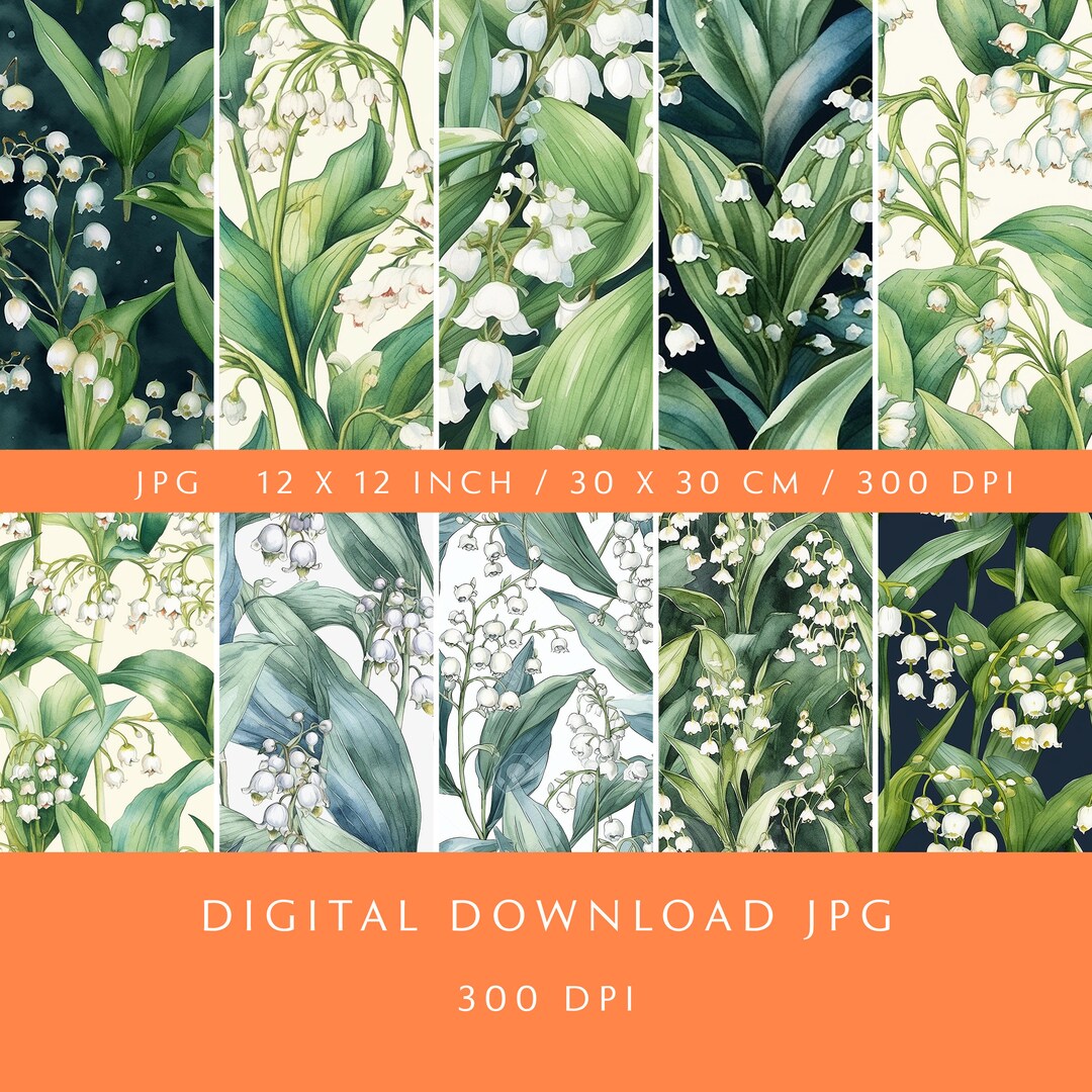 Lily of the Valleys | 12 Seamless Prints, Flowers Digital Paper ...