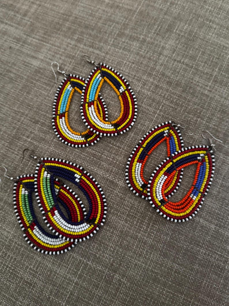 Handmade Maasai Beaded Earrings: Colorful African Jewelry - Etsy