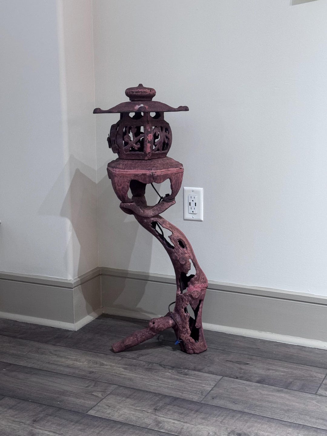 VTG Japanese Cast Iron Tree Branch Pagoda Lantern Koboku-toro Tree Form ...