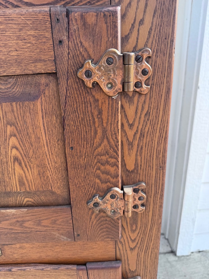 Rare Antique C.1900 Oak & Brass 2 Door Ice Box Refrigerator Charleson’s ...
