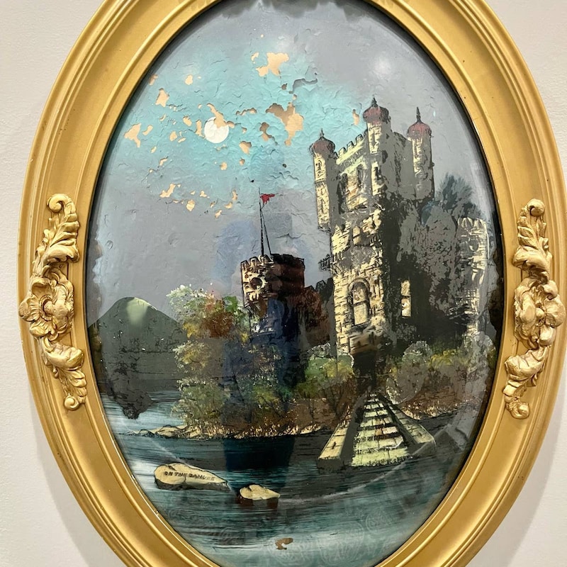 Antique Reverse Painting on Glass - Etsy
