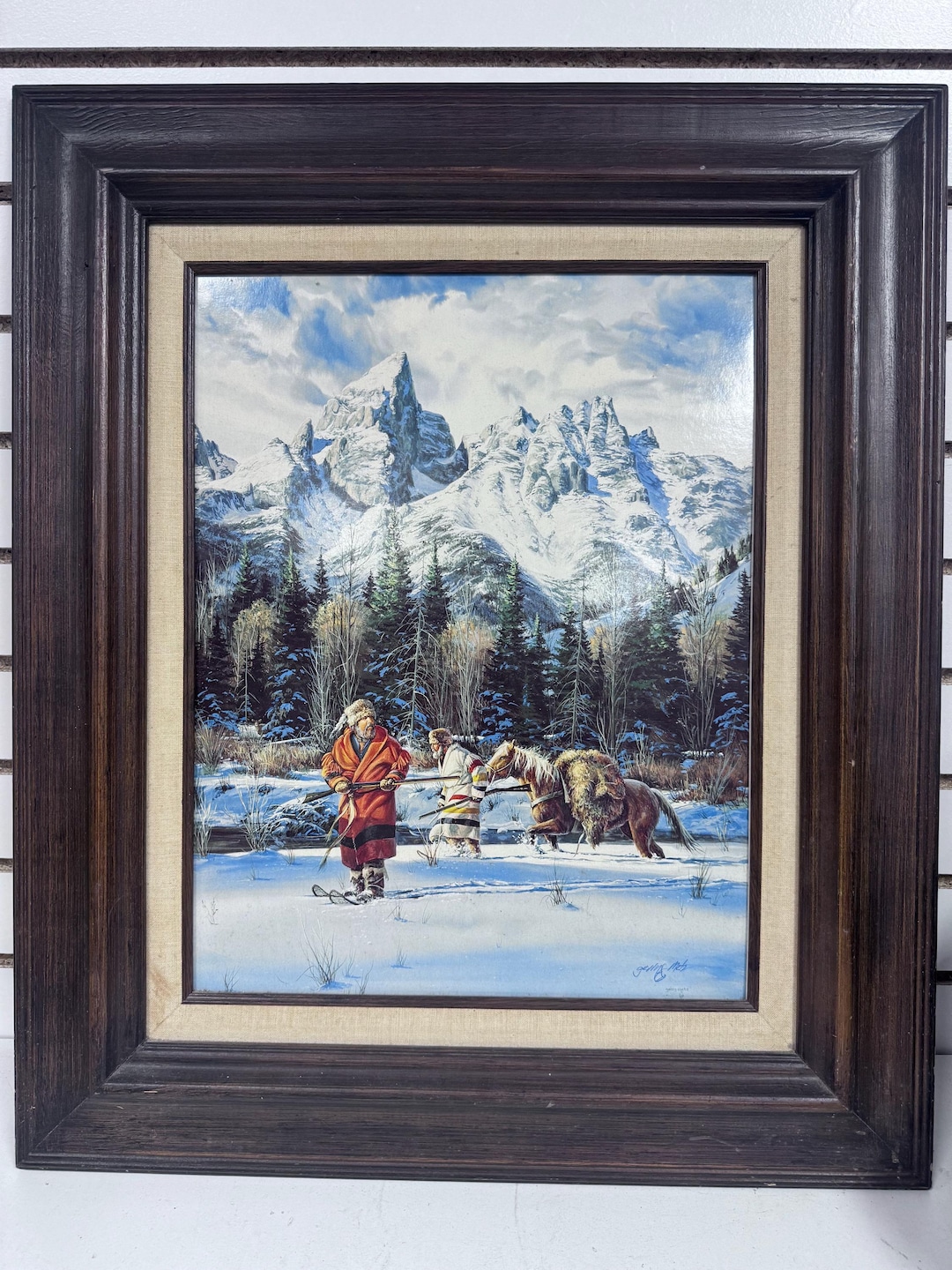 Gerry Metz Art Trapper in Tetons Art on Board Signed Matted and Framed ...