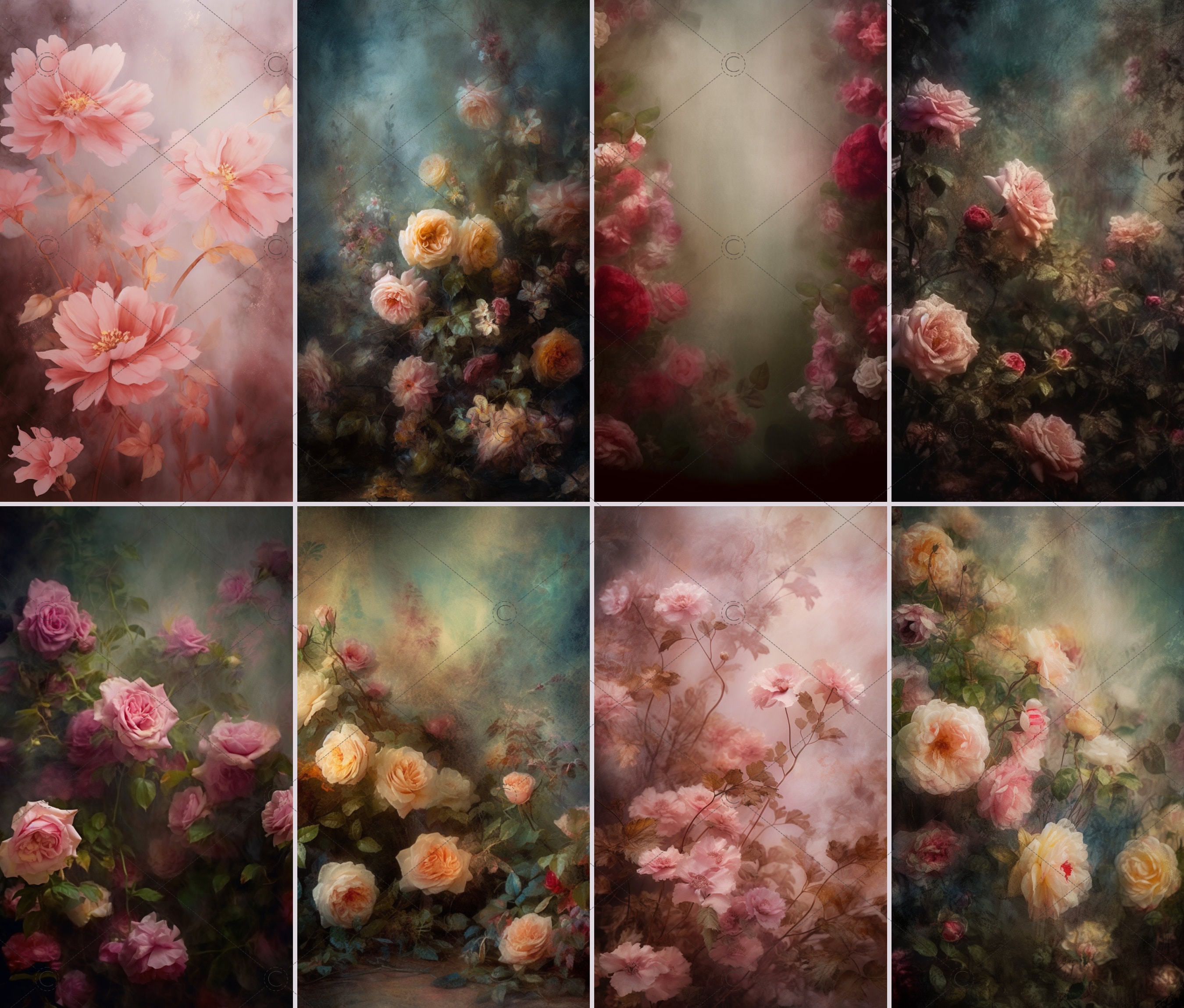 13 Floral Texture Backdrop Overlays, Digital Floral Overlays, Maternity ...