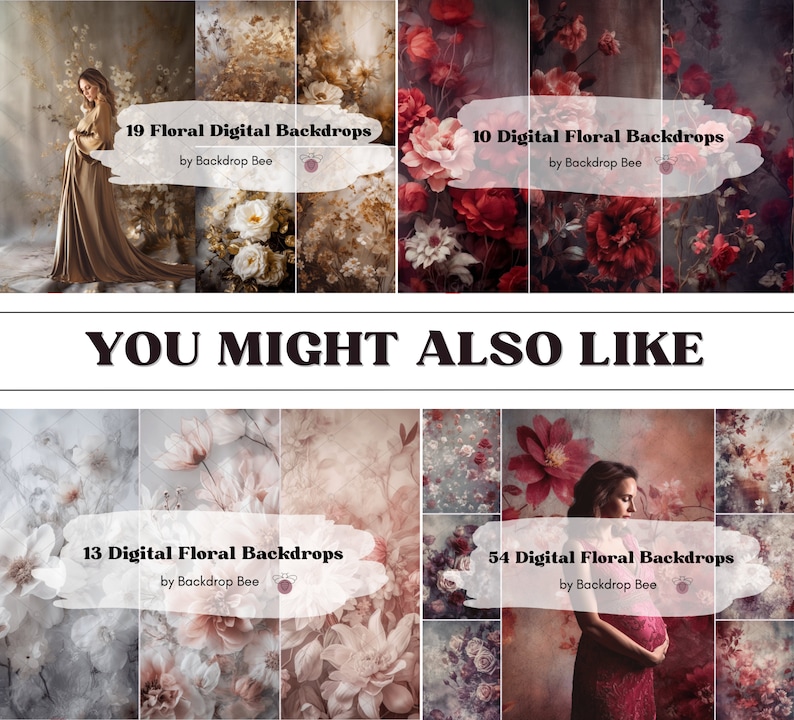 24 Fine Art Floral Digital Backdrops, Maternity Backdrop Overlays ...