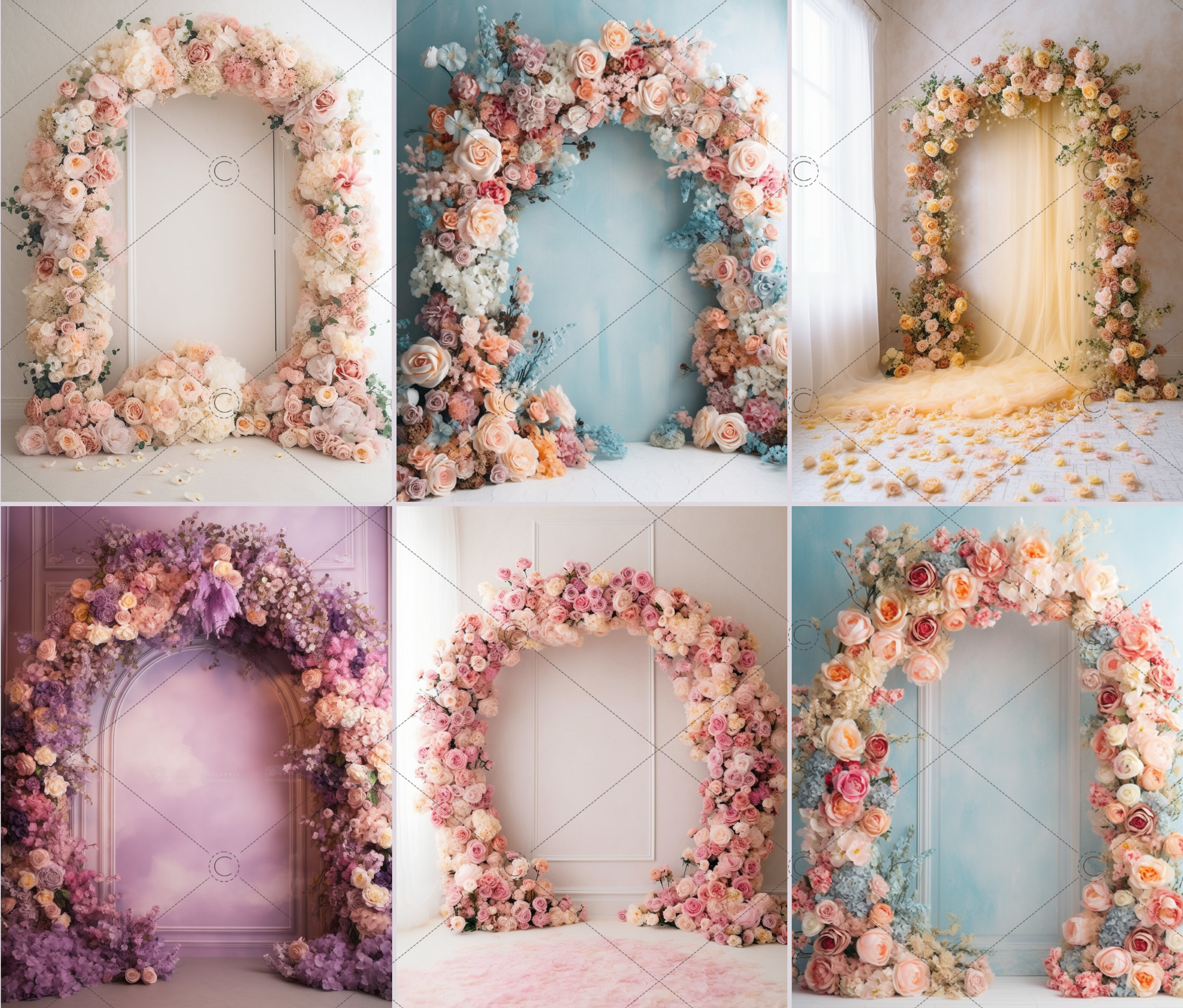 35 Floral Arch Digital Backdrops, Photoshop Texture Overlays, Maternity ...