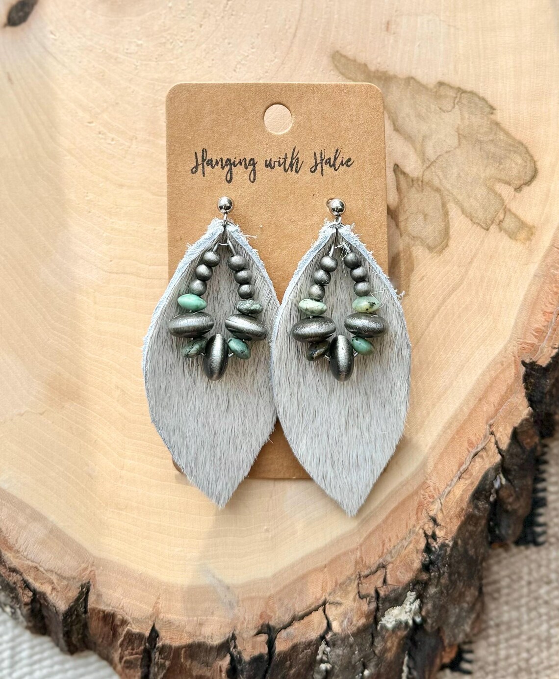 Cowhide Leaf Earrings **NEW** African Turquoise Jasper Collection ...