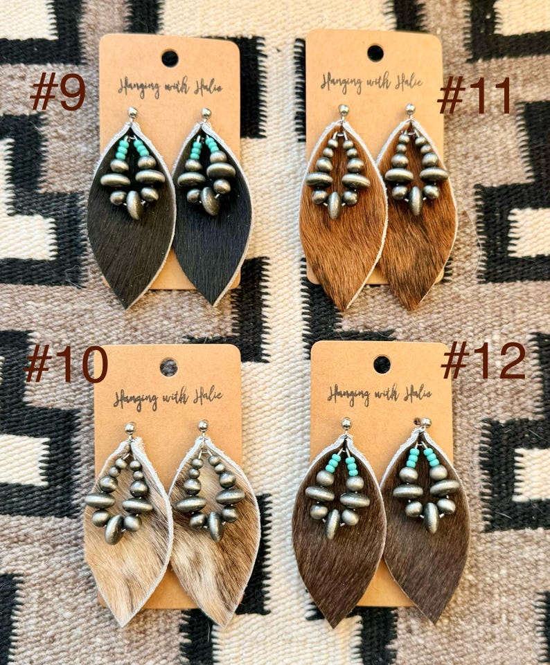 Cowhide Leaf Earrings**new Styles**real Hair on Hide, Western Fashion ...