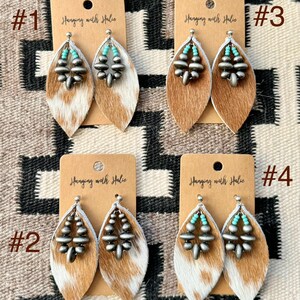 Cowhide Leaf Earrings**new Styles**real Hair on Hide, Western Fashion ...