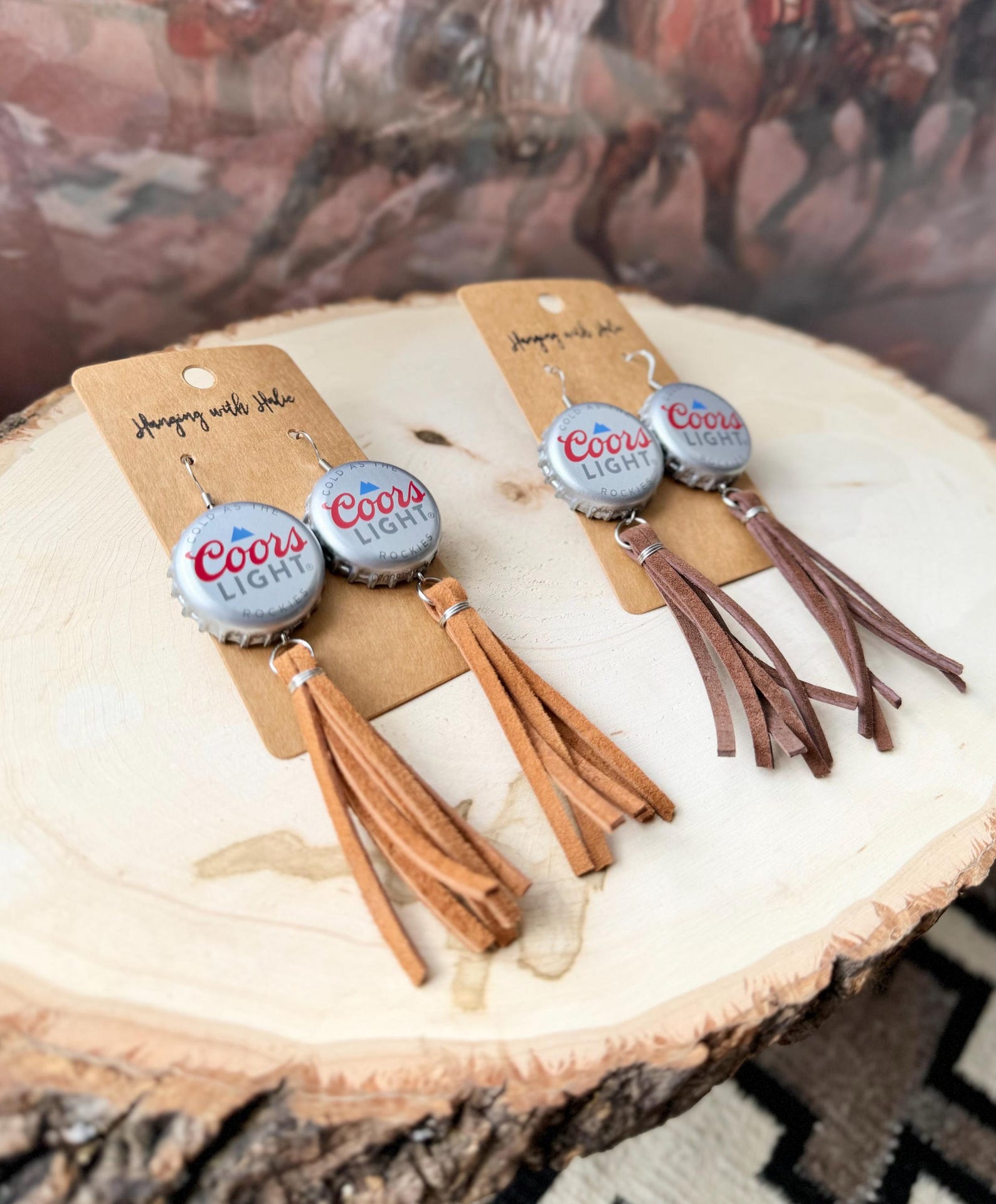 Coors Light Beer Cap Fringe Earrings, Rodeo Jewelry, Cowgirl Earrings ...