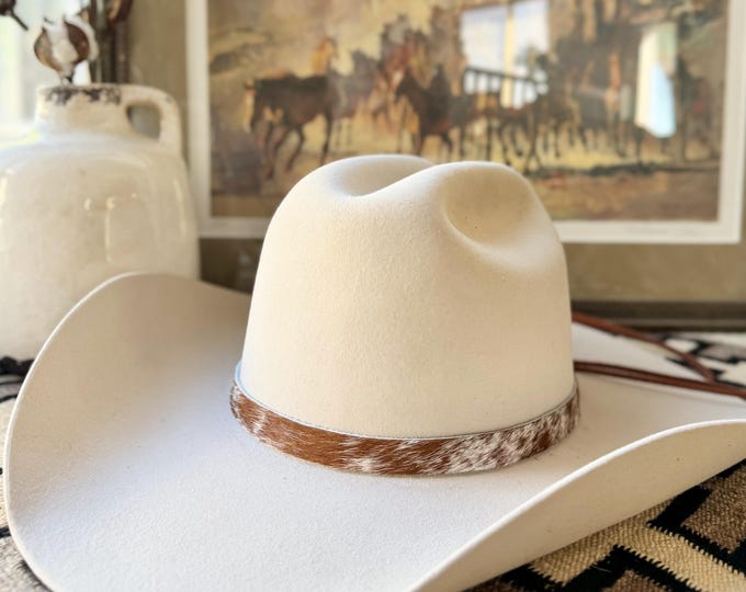Cowhide Leather Hat Bands(hat Not Included), Brown&white, Western ...