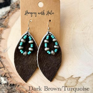 Cowhide Leaf Earringsnew Stylesreal Hair on Hide, Western Fashion ...