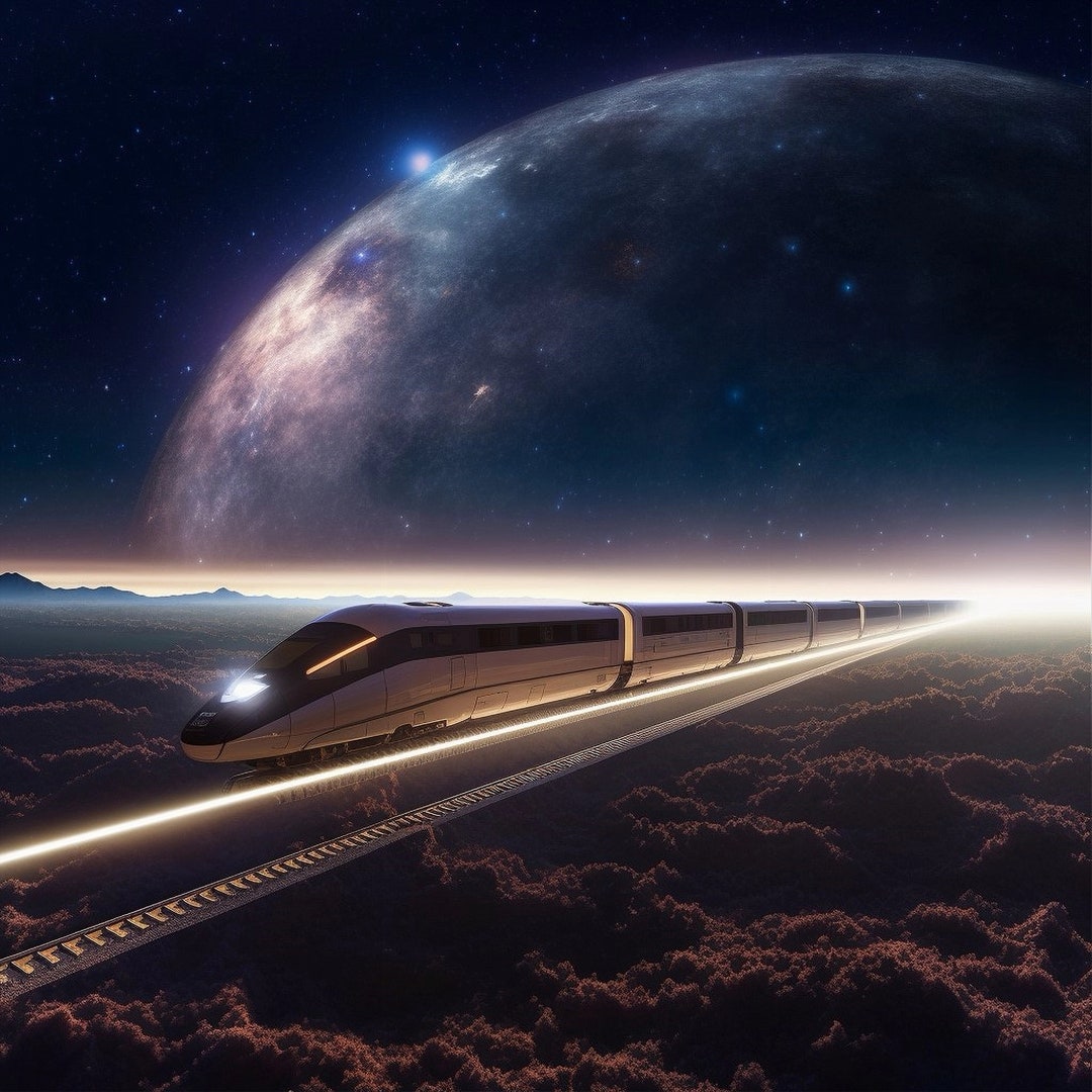 Bullet Train in Outer Space - Etsy