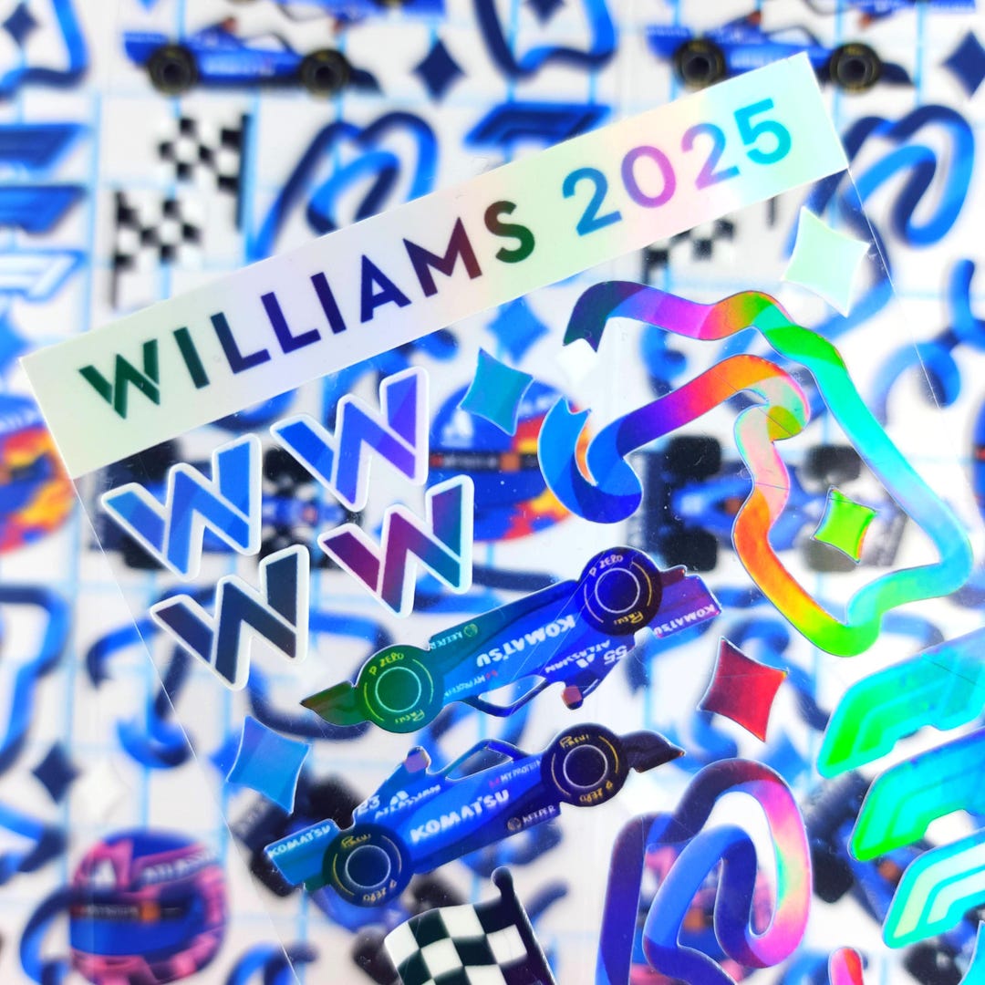 Williams Racing Formula 1 Deco Holographic Sticker Sheet | Carlos Sainz ...