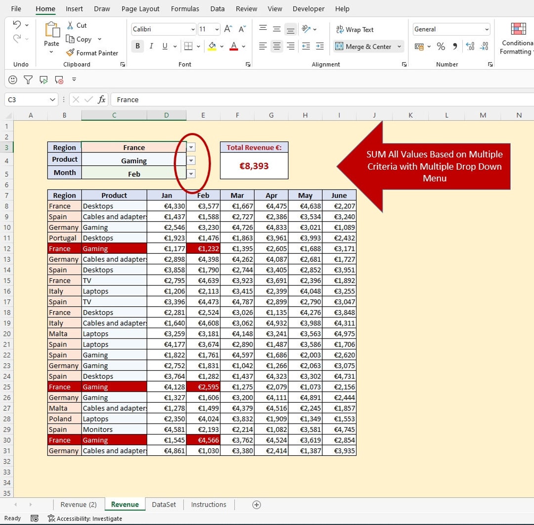 Excel SUM All Matching Values Based On Multiple Criteria Etsy