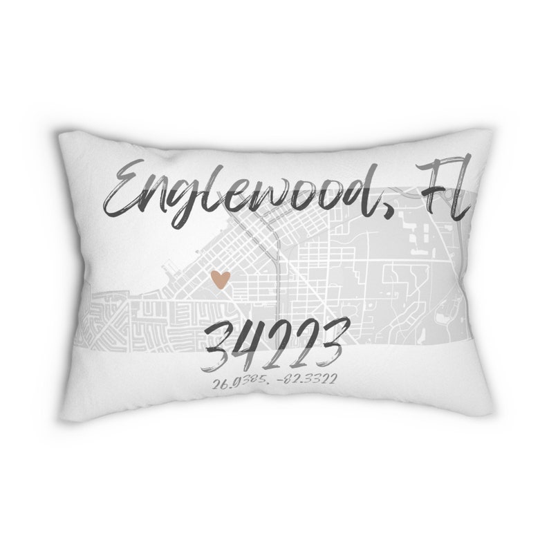 Custom Zip Code Map Lumbar Pillow Cover Personalized Engagement Gift ...
