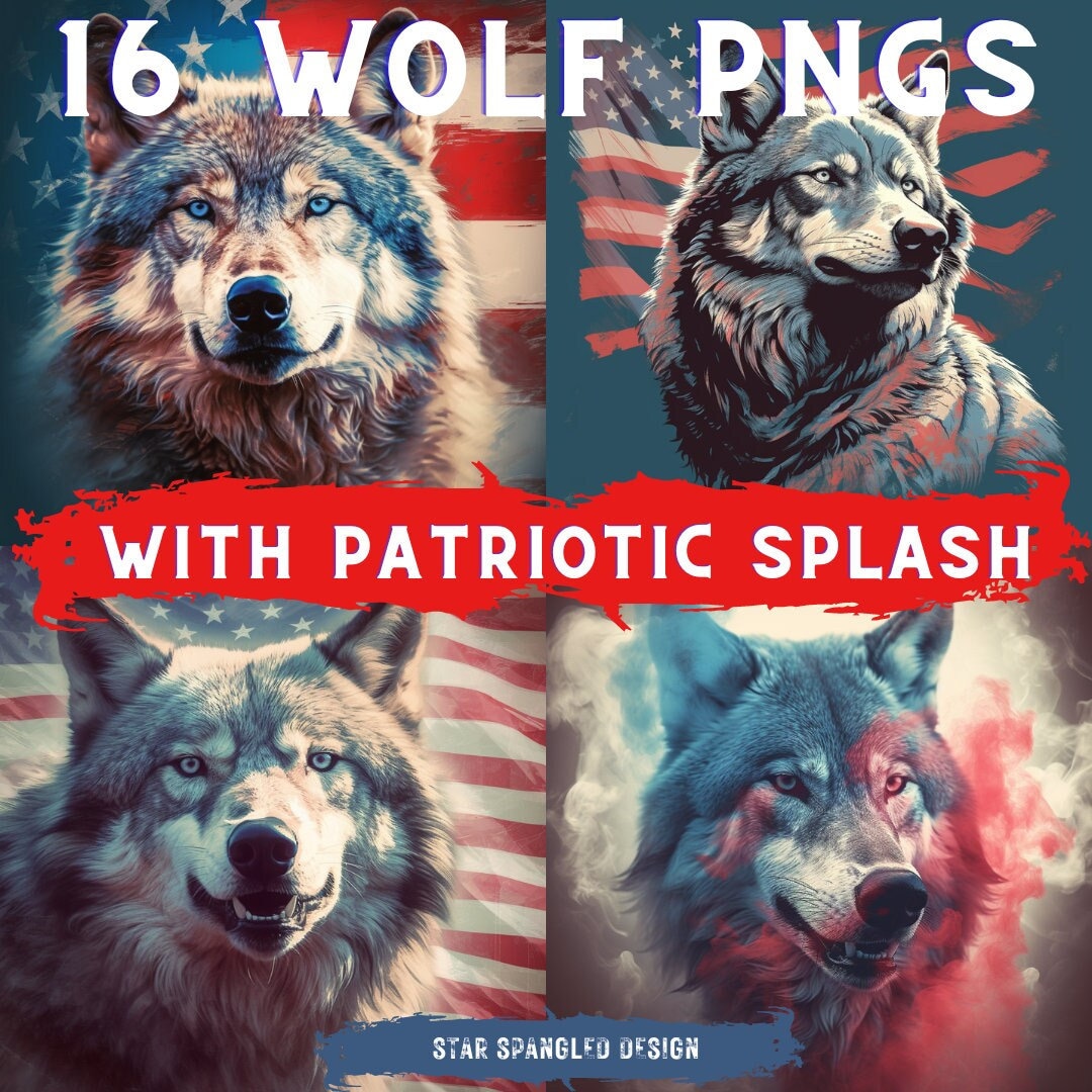 Digital Patriotic Wolf Art Bundle - Set of 16 Ai-generated Art Pieces ...