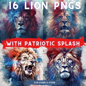 16 PNG Patriotic Lion Art Bundle Digital Download! AI Generated Images ...