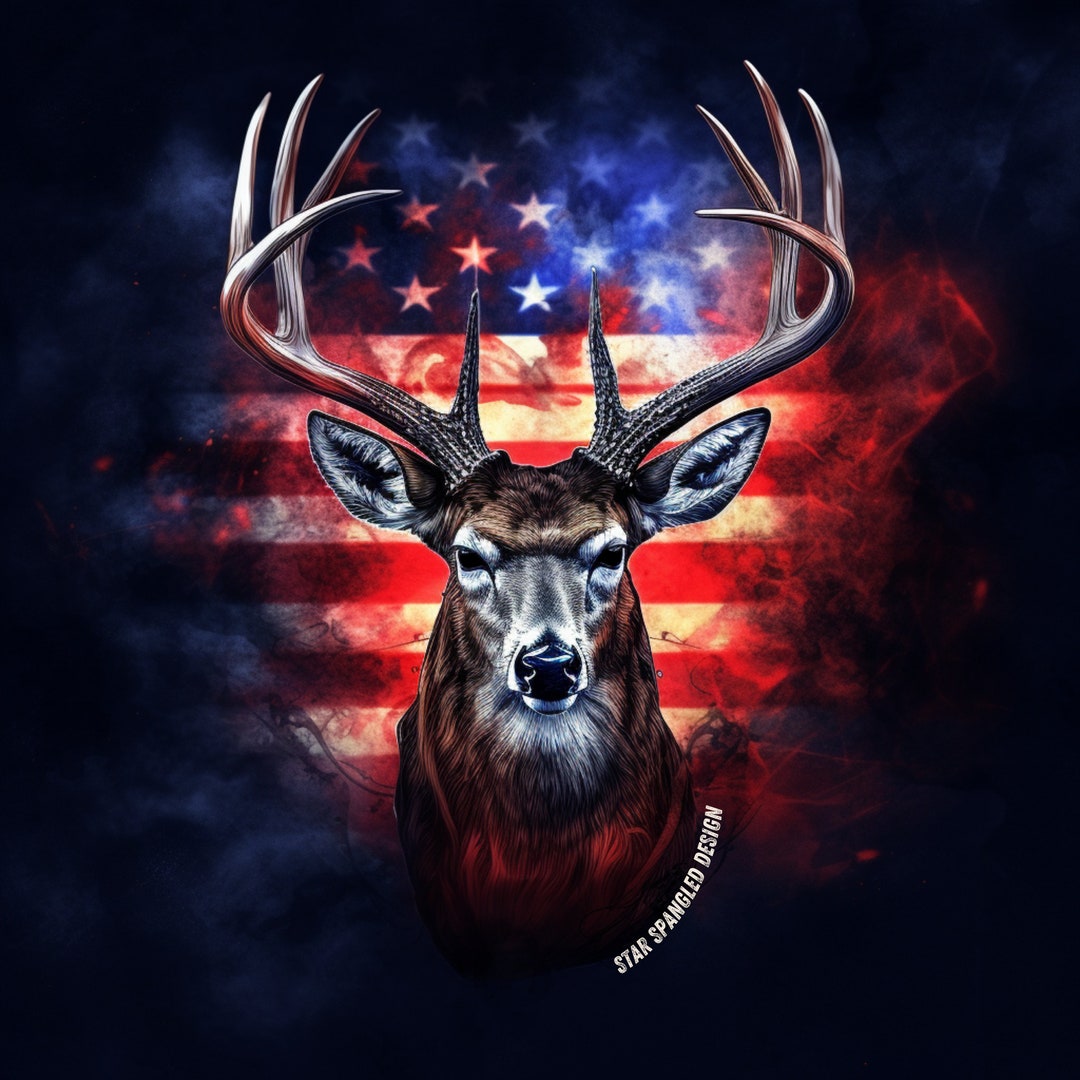 American Flag Buck/deer Digital Download. Red White and Blue - Etsy