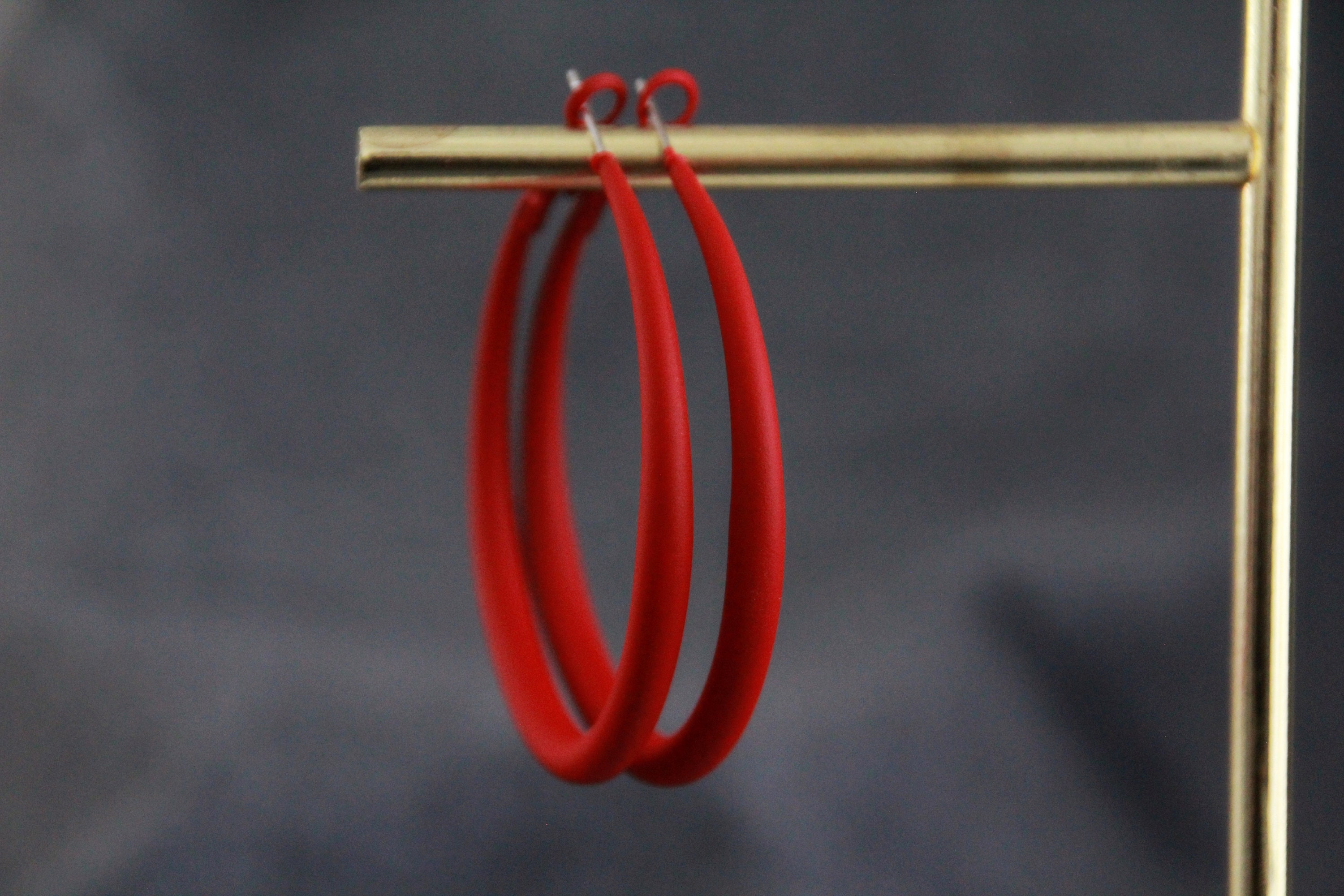 50mm Big Colored Hoops Large Earrings 3 Colors Black Red or Mustard ...