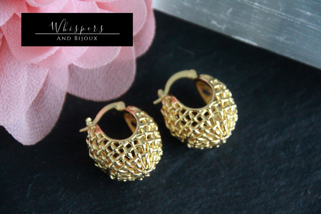 20mm Chunky Hollow Oval Hoops | 18k Gold | Nickel Free | Woven Oval ...