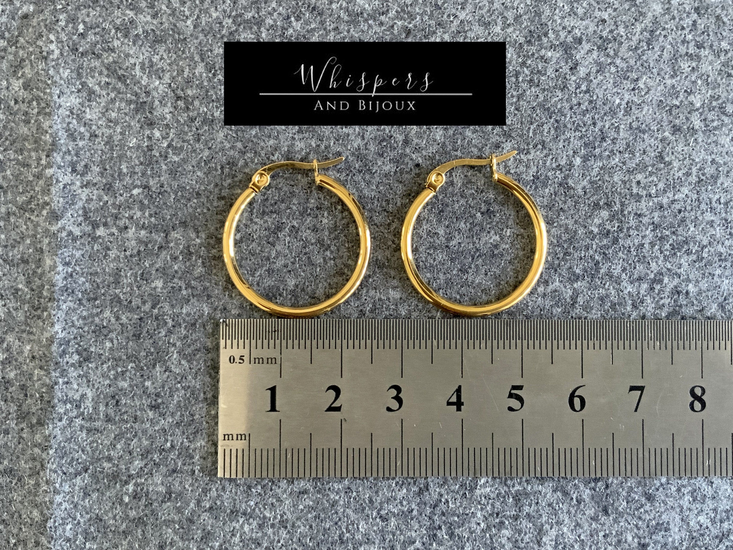 25mm Golden Hoops 18k Gold Plating Hypoallergenic Stainless Steel ...