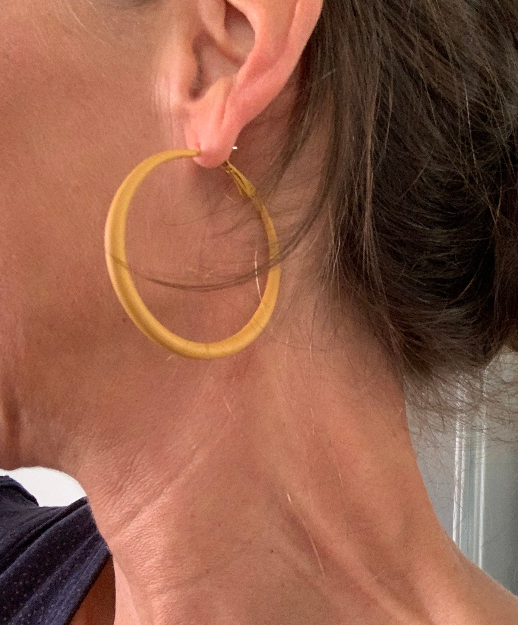 50mm Big Colored Hoops Large Earrings 3 Colors Black Red or Mustard ...