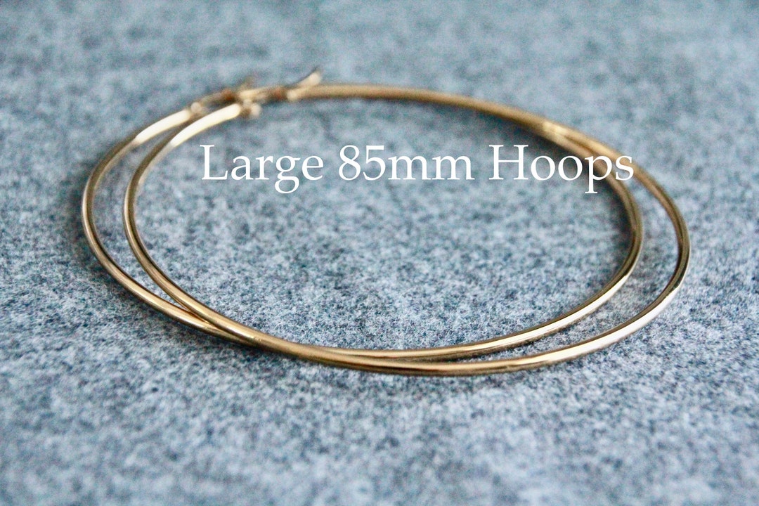 85mm Golden Hoops | 18k Gold Plating | Hypoallergenic Stainless Steel ...