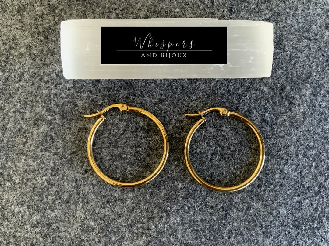 30mm Golden Hoops | 18k Gold Plating | Hypoallergenic Stainless Steel ...