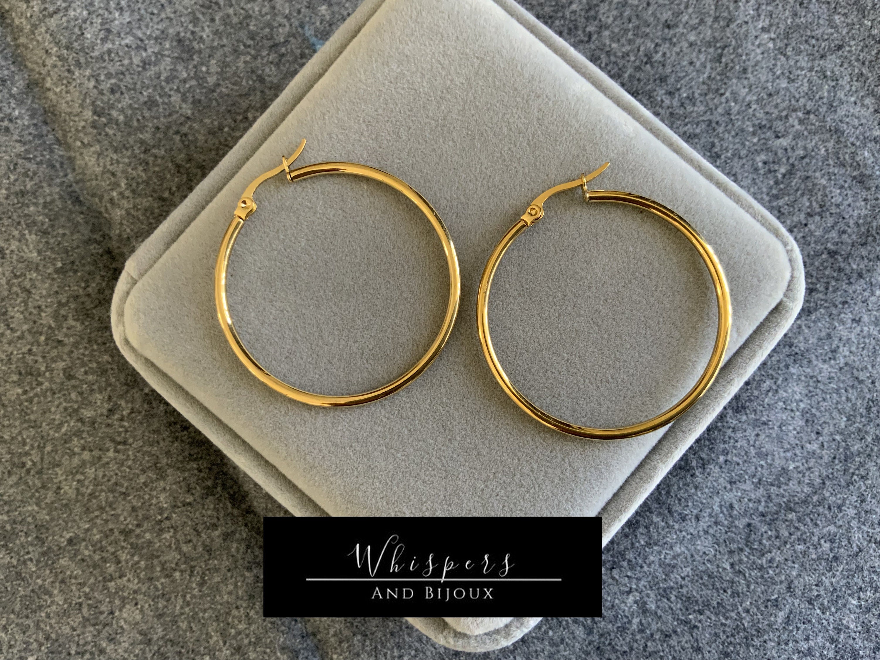 40mm Golden Hoops | 18k Gold Plating | Hypoallergenic Stainless Steel ...