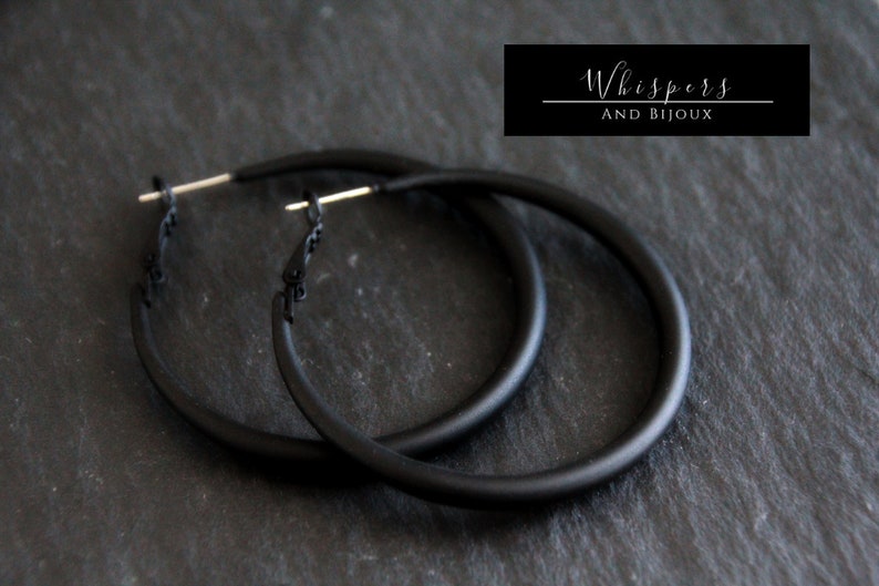 50mm Big Colored Hoops | Large Earrings | 3 Colors Black Red or Mustard ...