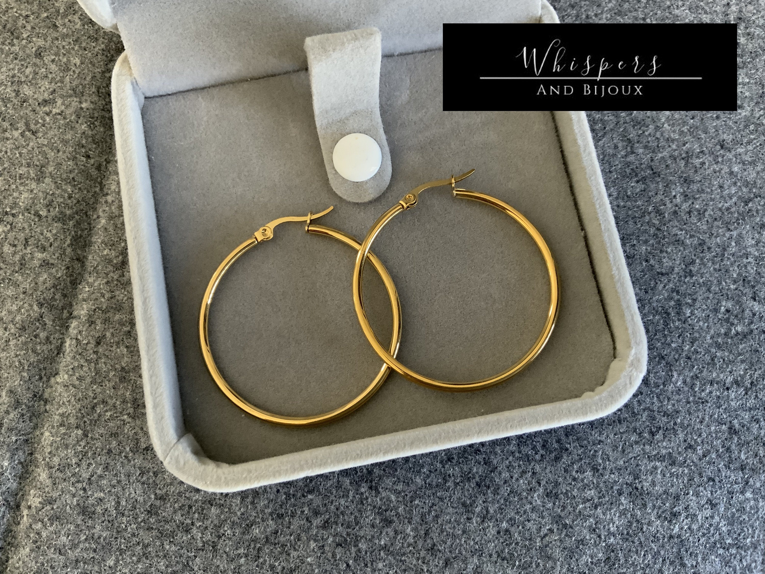40mm Golden Hoops | 18k Gold Plating | Hypoallergenic Stainless Steel ...