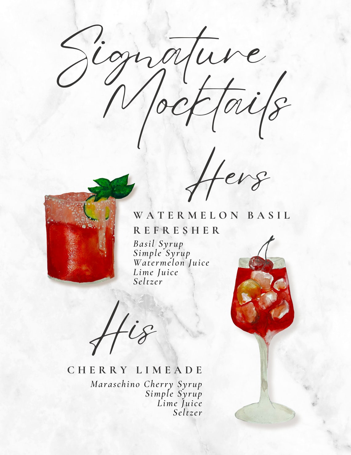 Personalized Drink Menu for Weddings, Birthday Parties, Baby Showers ...