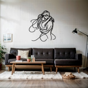 Modern Couple Embrace Metal Wall Art: Romantic Home Decor - Etsy