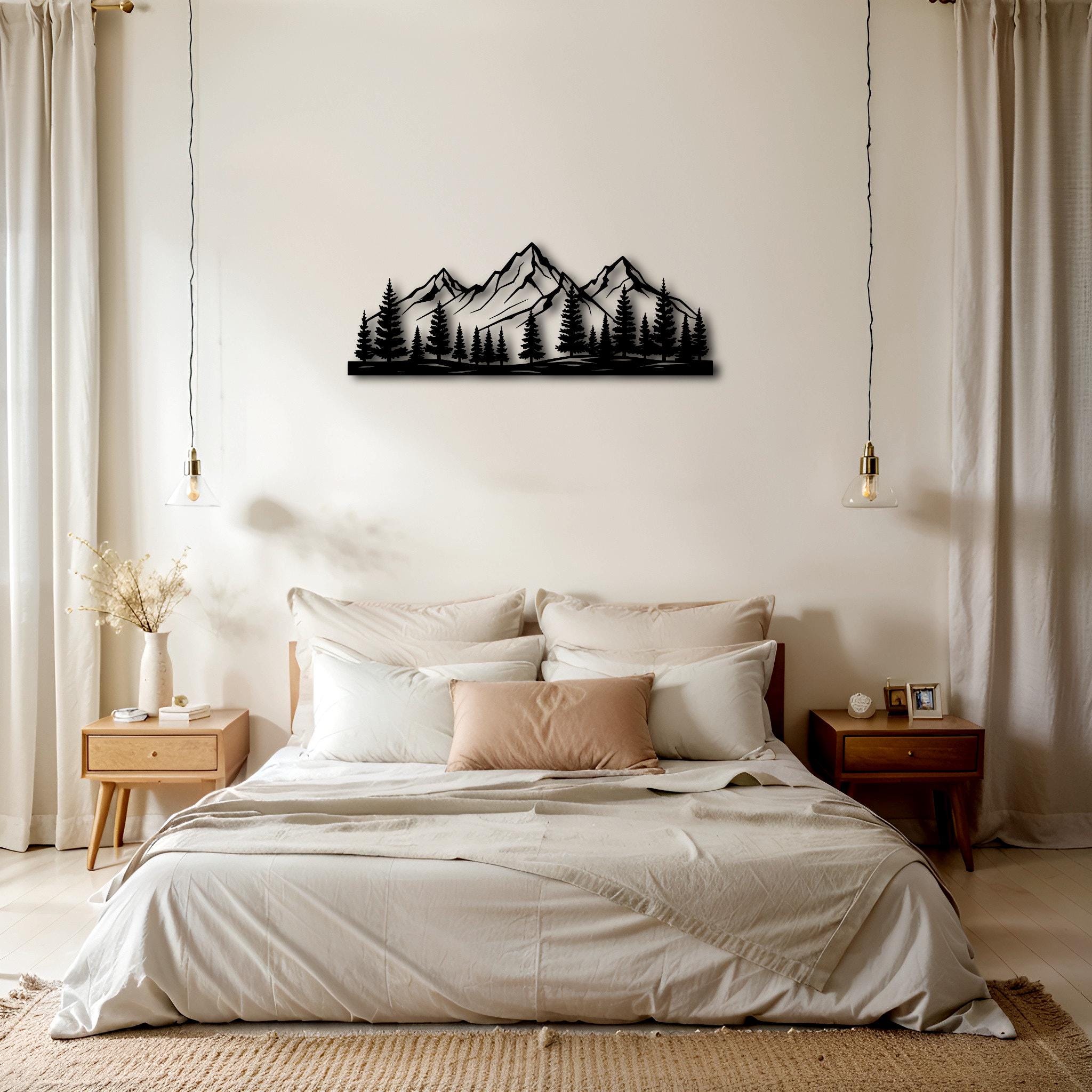 Rustic Mountain Metal Wall Art: Forest Silhouette Decor - Etsy